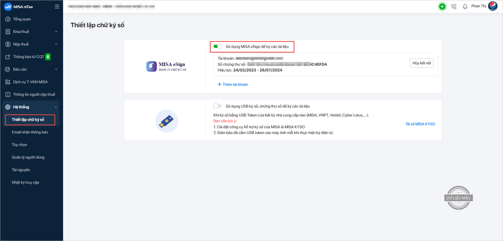Kết nối dịch vụ chữ ký số từ xa MISA eSign Remote Signing trên ASP Kế ...